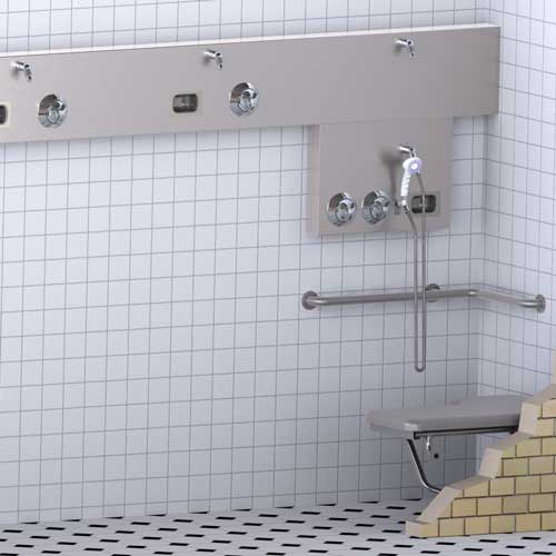 ADA, Modular Stainless Steel Wall Mount Acme Shower - Acorn Engineering